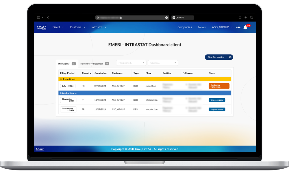 ASD Intrastat: simplify your Intrastat/EMEBI/DES declarations | ASD Group